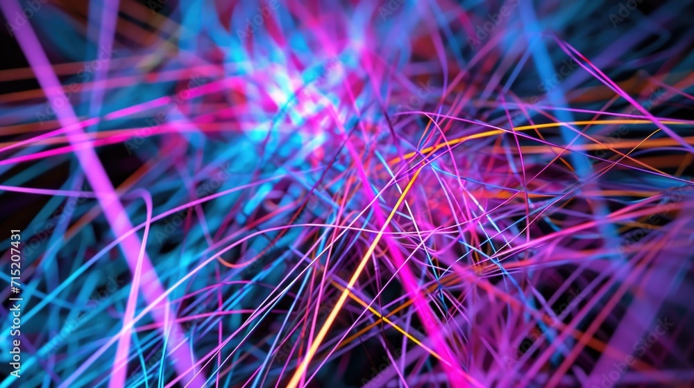 Sharp neon lines intersecting at various angles forming an abstract ...