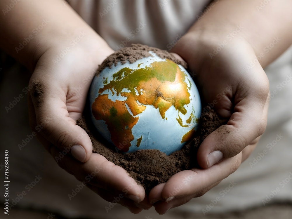 Foto de Stock Global Harmony Grasp: United Hands Sustain Earth's ...