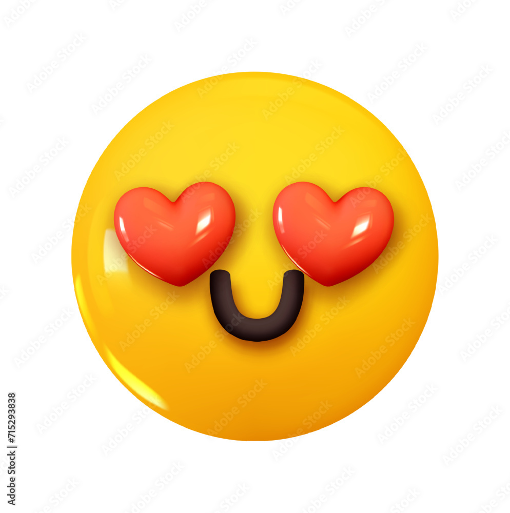 Smiling Face Emoji with Hearts instead of eyes. Emotion 3d cartoon icon ...