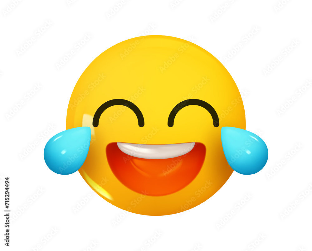 Face with Tears of Joy Emoji. Emotion 3d cartoon icon. Yellow round ...