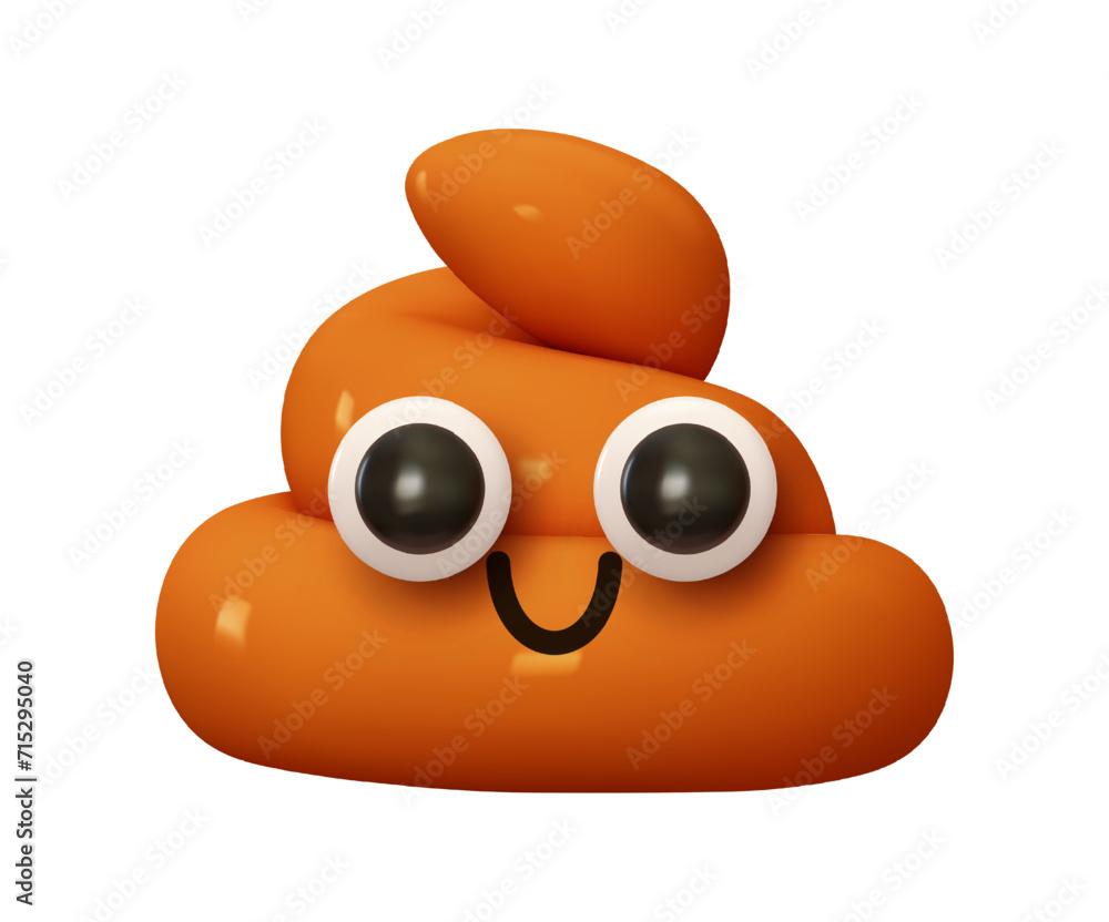 Pile of Poo Emoji. Poop with big eyes Emotion 3d cartoon icon. Brown ...