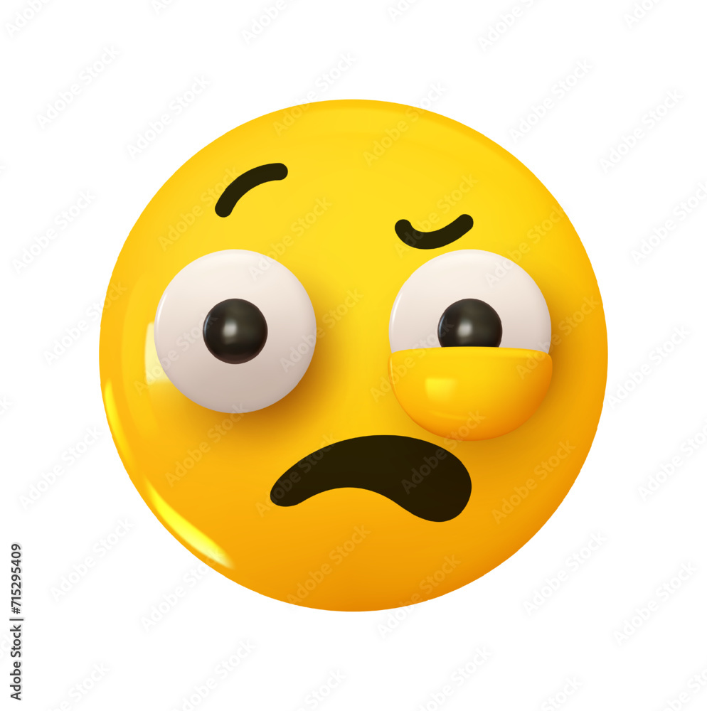 Emoji Pleading Face Emoji. Emotion 3d cartoon icon. Yellow round ...