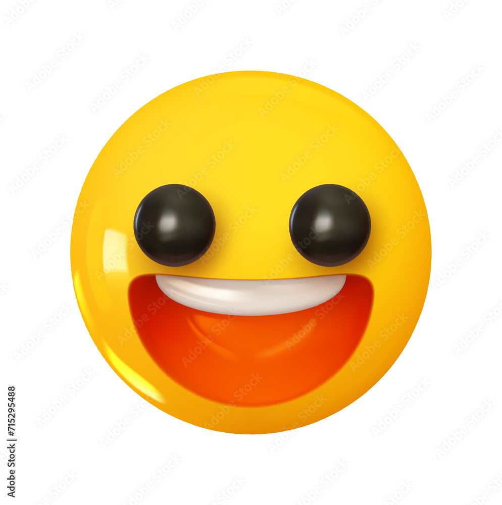 Emoji Face mouth wide open laughing. Emotion 3d cartoon icon. Yellow ...