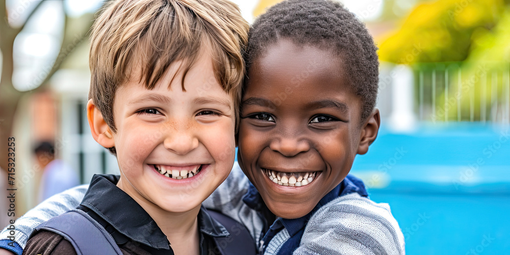 School pupils best friends learning together, students, educational ...