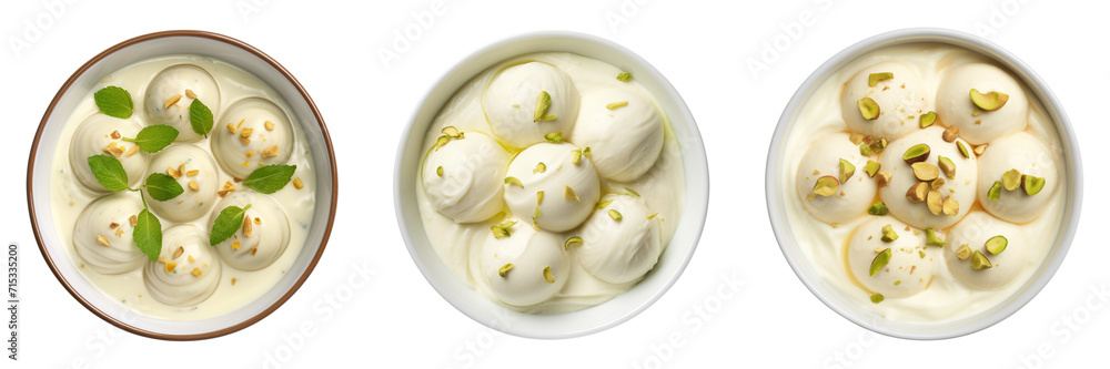 Set of rasmalai top view isolated on a transparent background Stock ...