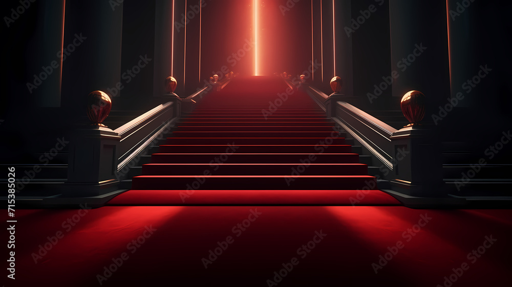 Red carpet staircase background, VIP entrance, night award ceremony ...