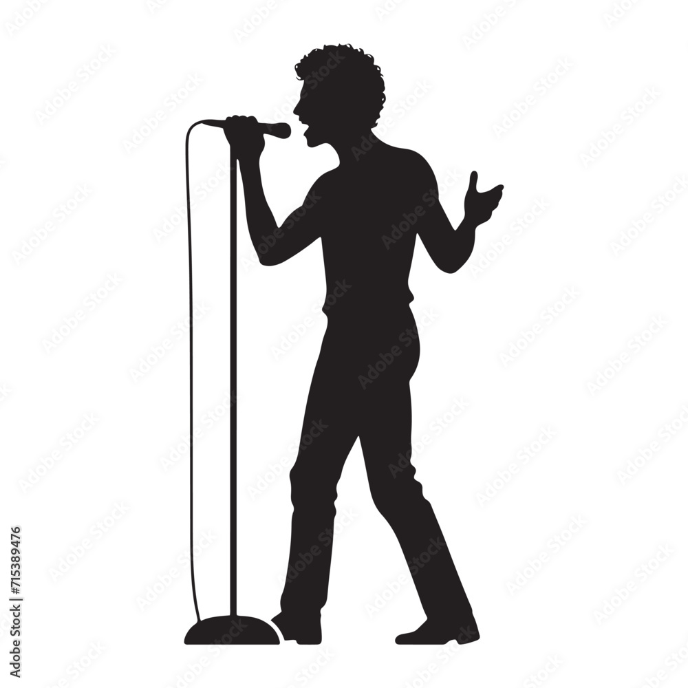 Vocal Enchantment: Man Singing Silhouette Set Enchanting Viewers with ...