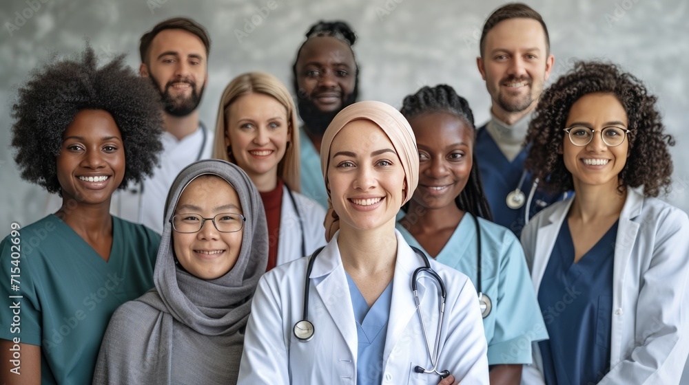 Diversity in healthcare. Showcase a diverse group of doctors, inclusive and culturally competent ...