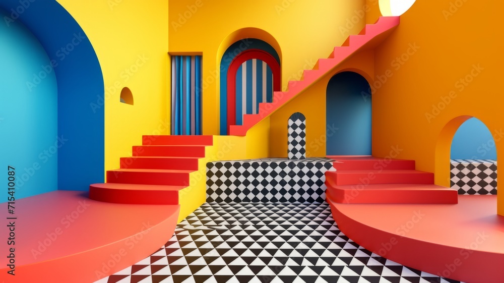 Vivid modern colorful interior. Super extravagant room design with ...