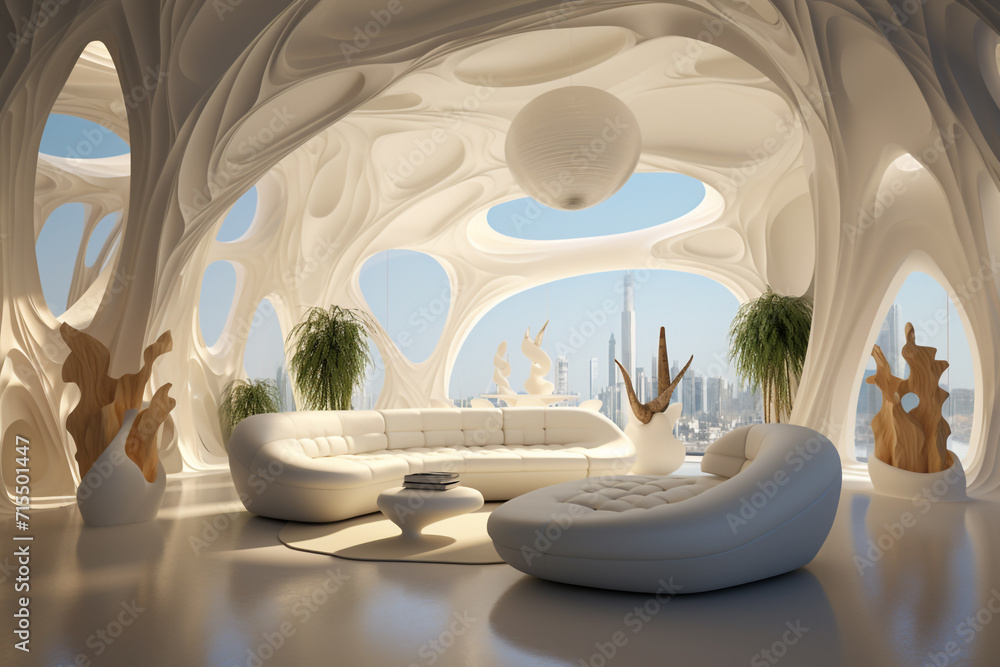 Illustration Stock Beautiful modern Futuristic bionic forms ...