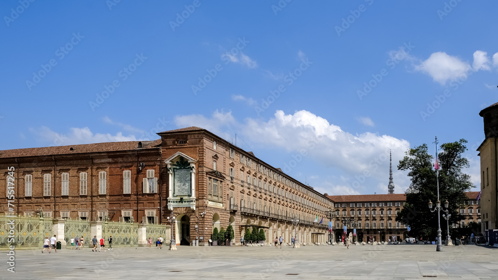 Architecture in the Piazza Castello, a prominent rectangular city ...