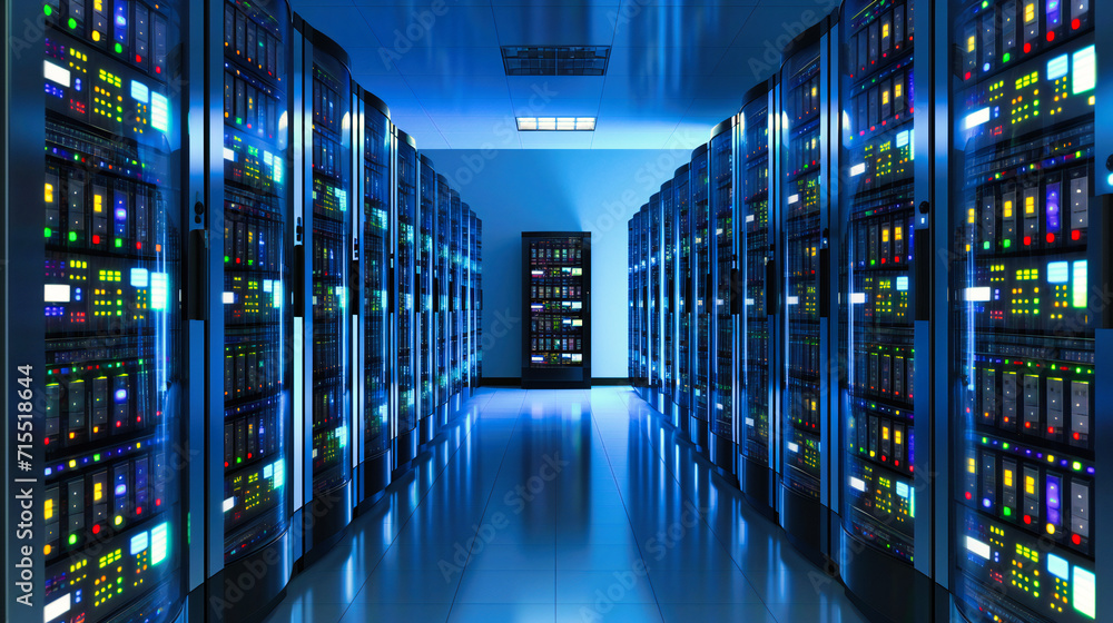 Datacenter Server Room: A datacenter server room with technology ...