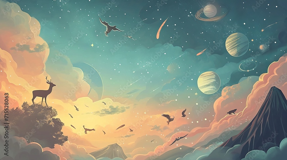 Celestial Navigation: A Parallel Universe Illustration of Animals ...