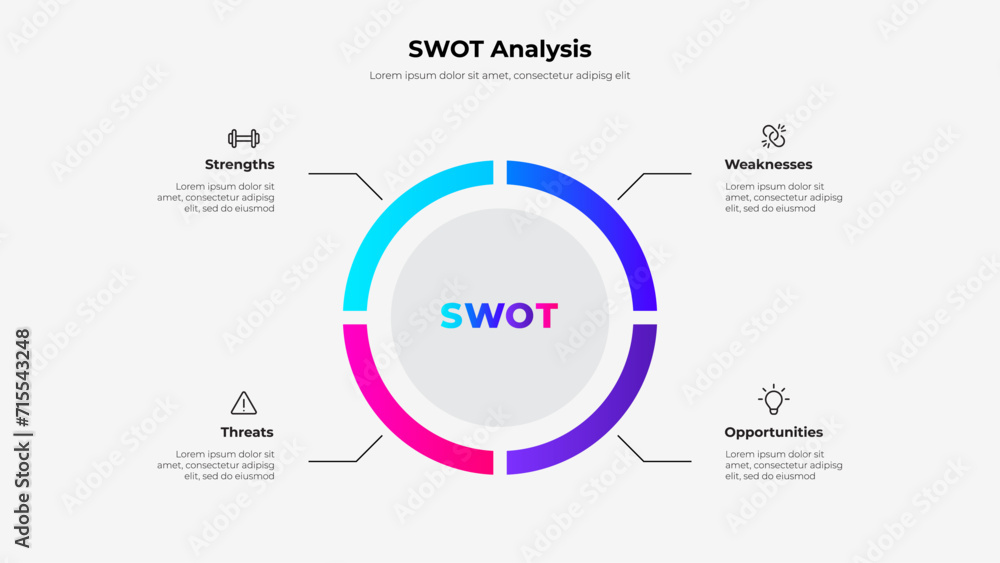 SWOT analysis circle diagram. Infographic template presentation Stock ...
