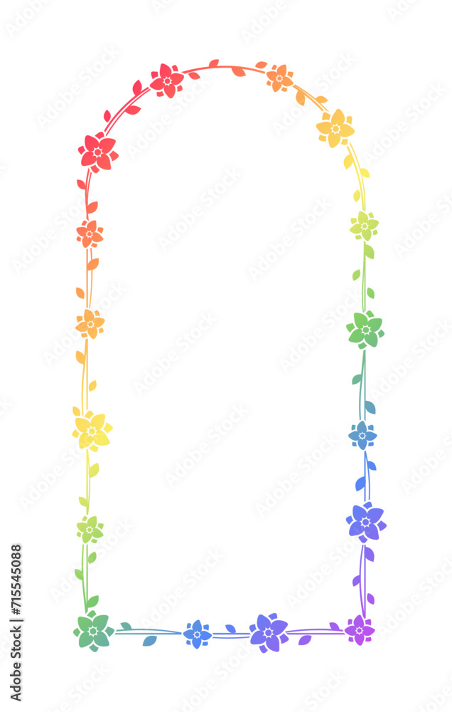 Rainbow floral arch frame template. Pride Month Frame Border Design ...