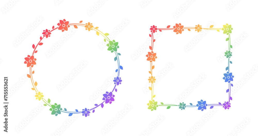 Rainbow floral frame template set. Pride Month Frame Border Design ...