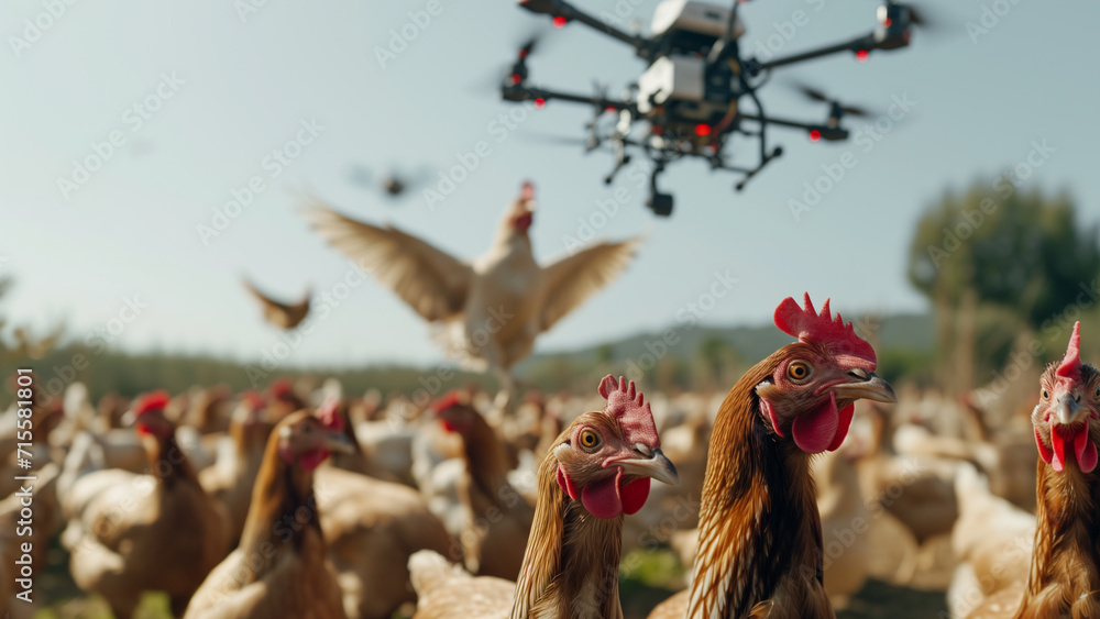 Sky-High Efficiency: Poultry Farms Managed by AI Drones Stock Photo ...