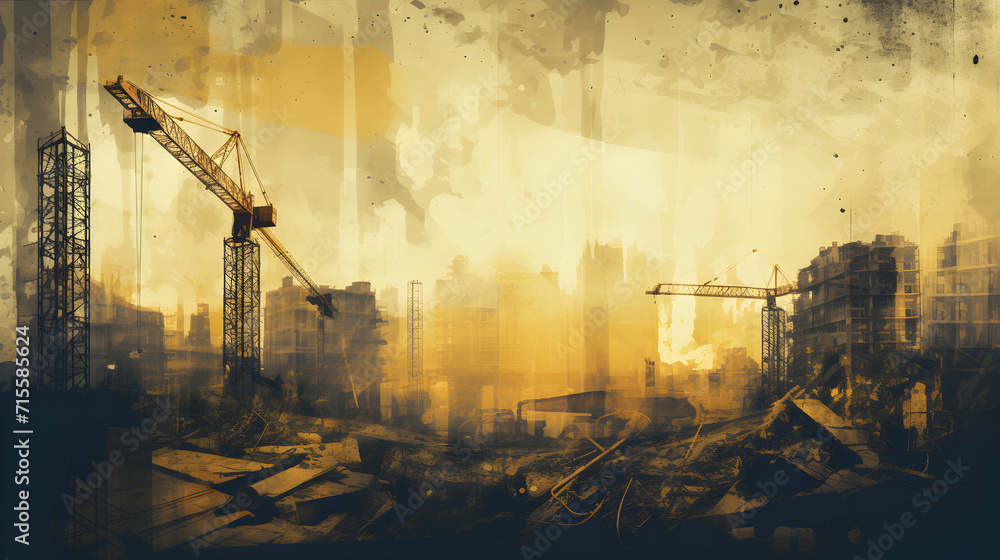 Construction background with a detailed grunge effect, copy space ...