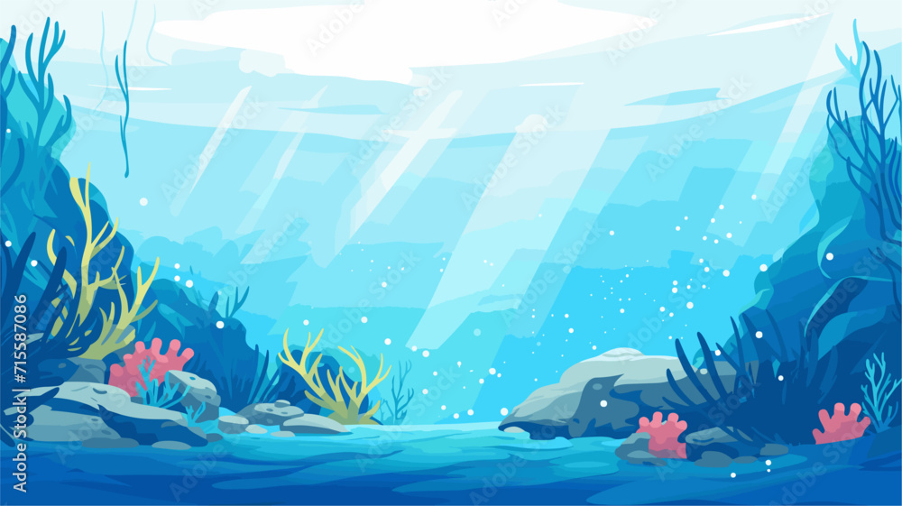 Vectorized underwater scene with marine life, offering tranquil and ...