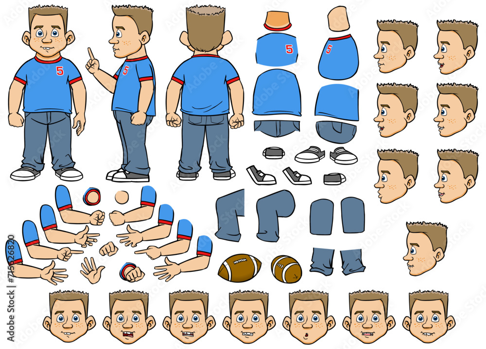 Set of elements for creating a boy character animation. boy with ...
