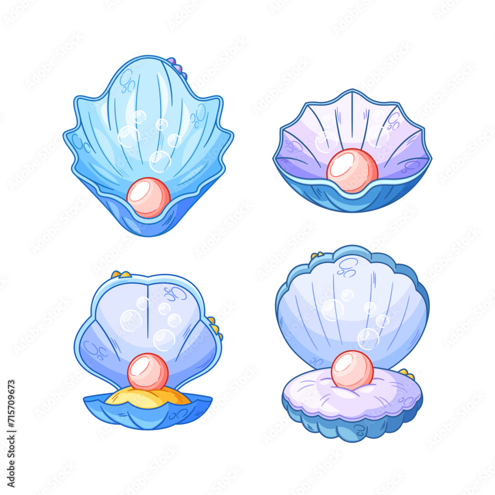 Bivalve And Univalve Sea Shells With Pearls, Unveils Nature Elegance ...