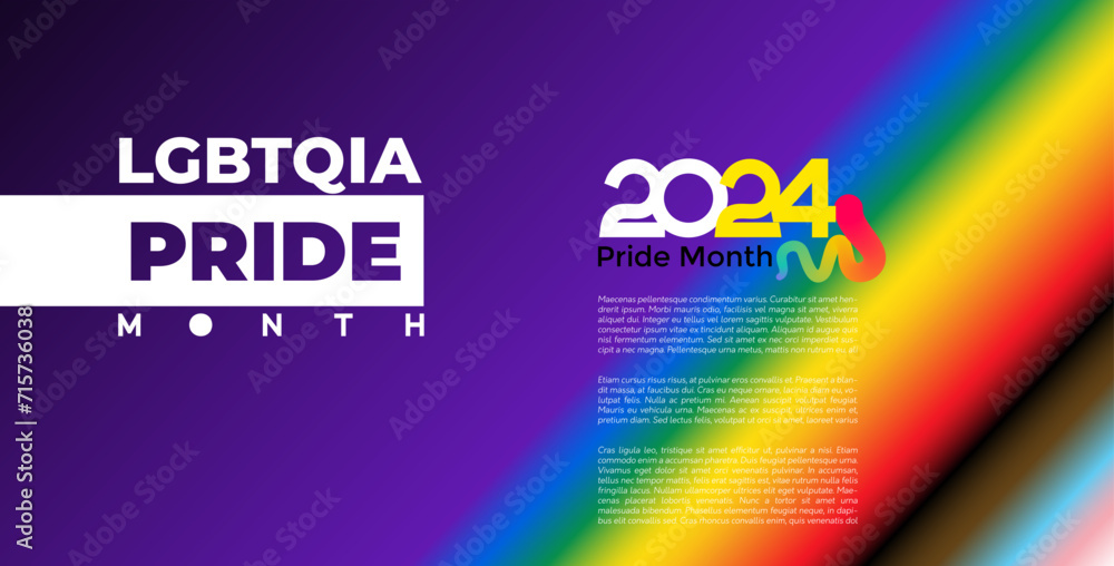 Inclusive Pride background with Pride flag colours. 2024 Rainbow ...