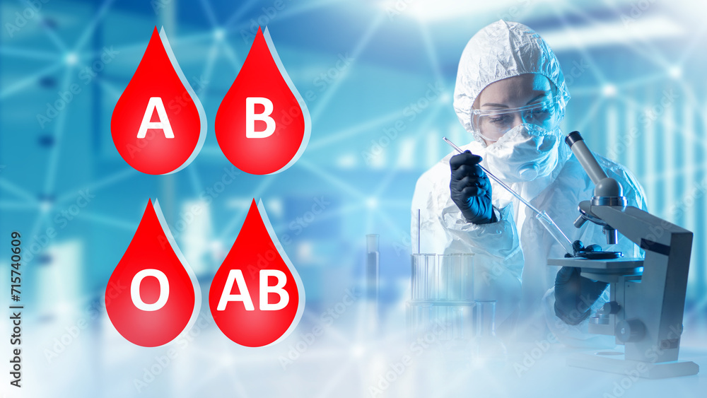 Checking blood type. Doctor tests patient blood. Determination of RH ...