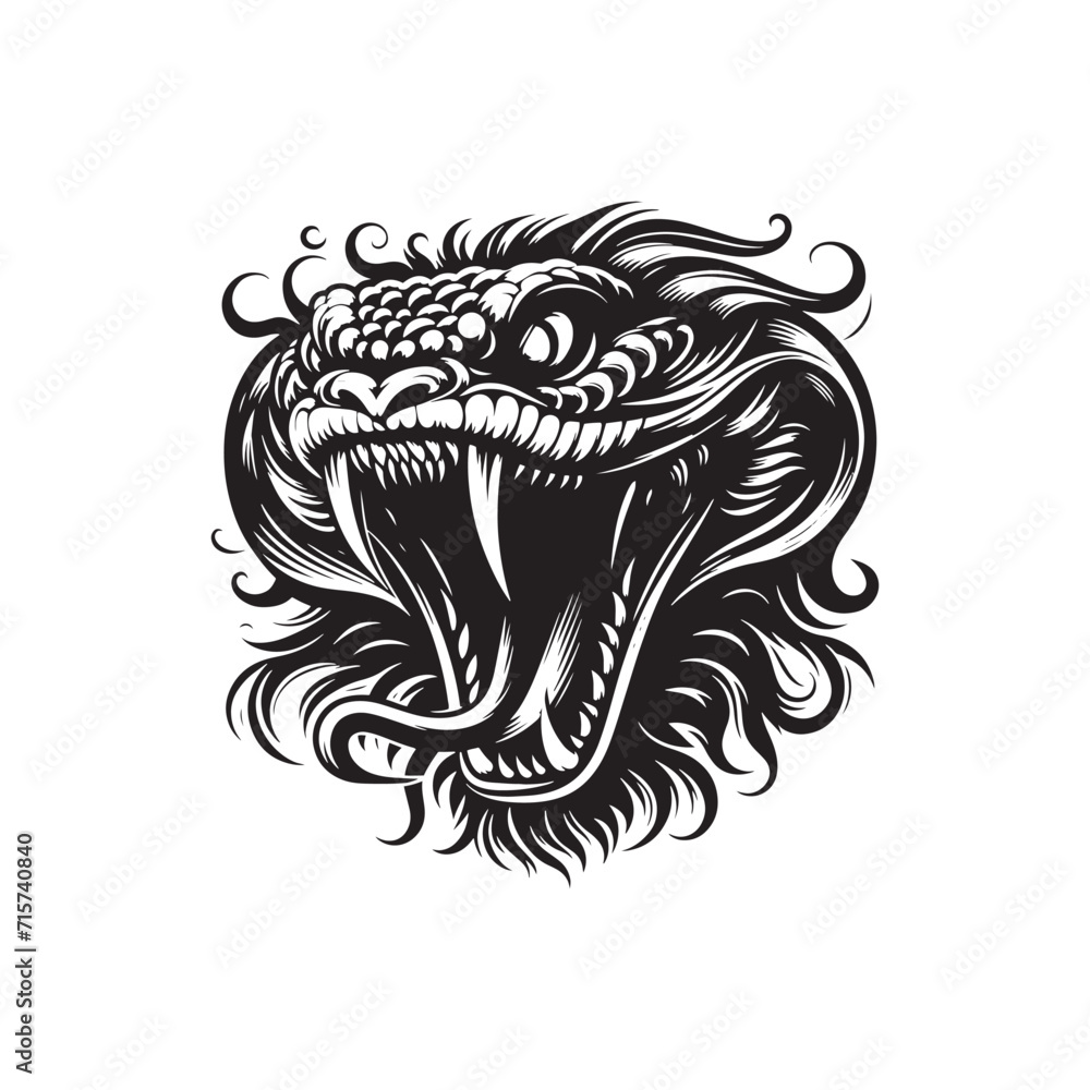 Enigmatic Whirls: Snake Face Silhouette Series Emanating an Aura of ...