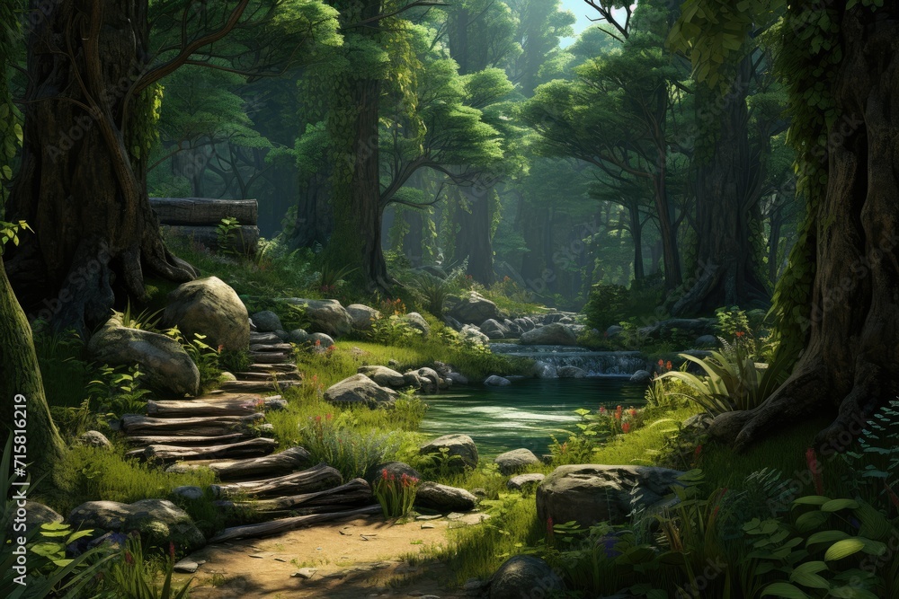 Realistic deep forest ,Deep Forest Fantasy Backdrop Concept Art ...