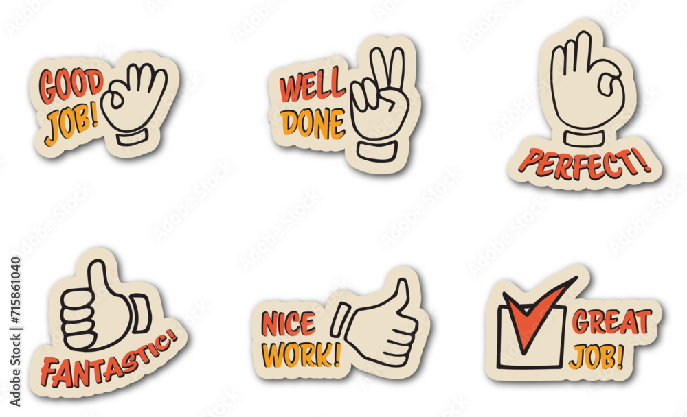 Set of colorful stickers with inspirational and motivational, positive ...