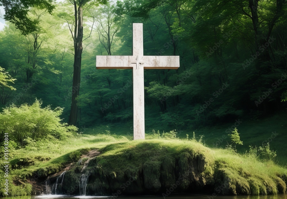 christian cross in nature Stock Photo | Adobe Stock