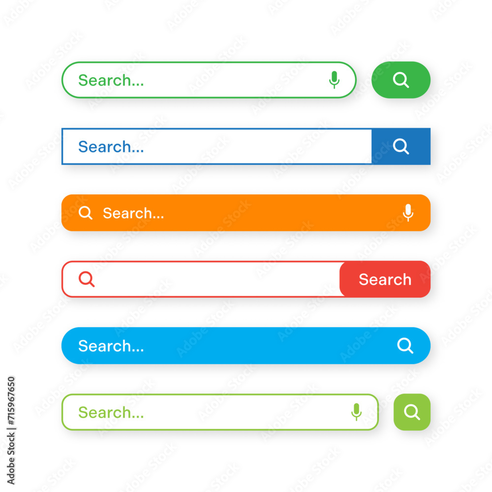 Vector de Stock Colorful search bar templates. Internet browser engine ...