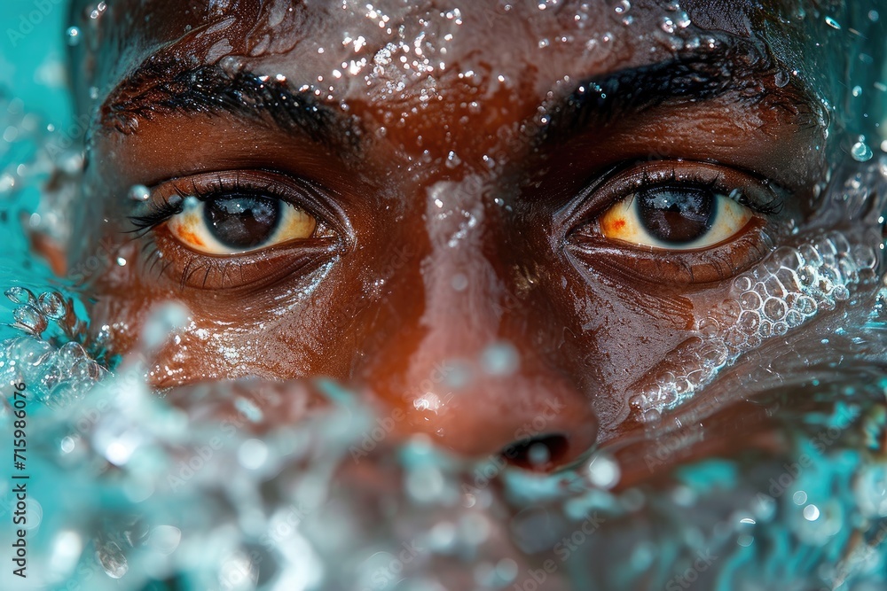 Reflecting pools of emotion, a human face gazes into the watery depths ...