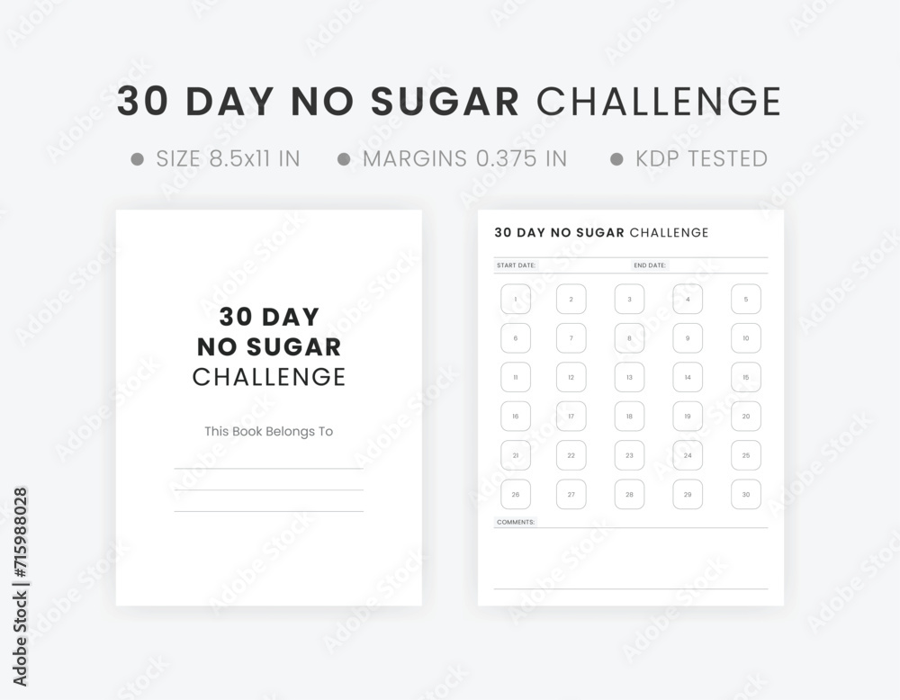 Vector de Stock 30-Day No Sugar Challenge Printable Template Healthy ...