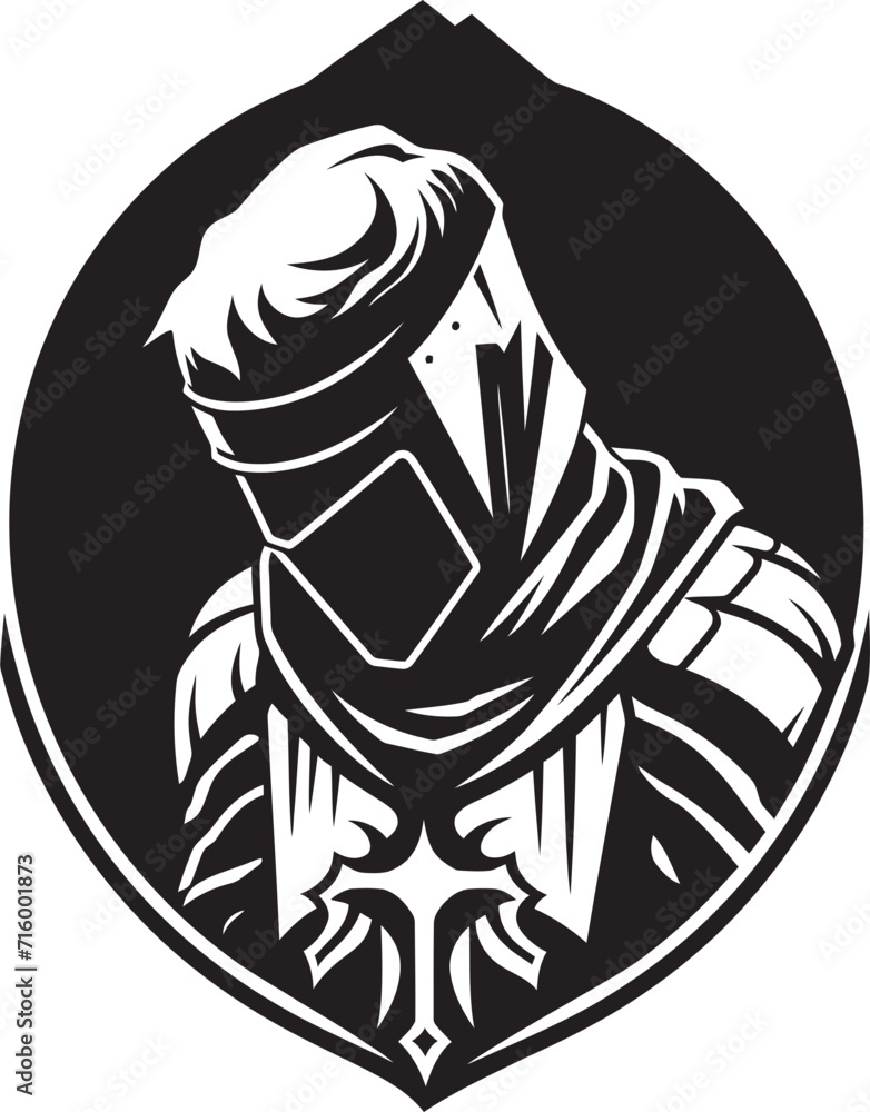 Regretful Knightfall Vector Black Icon Design for Sad Knight Soldier ...