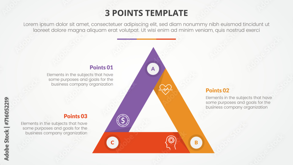 3 points stage template infographic concept for slide presentation with ...
