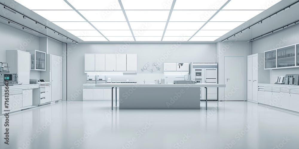 Clean minimal laboratory office science practice room, white walls ...