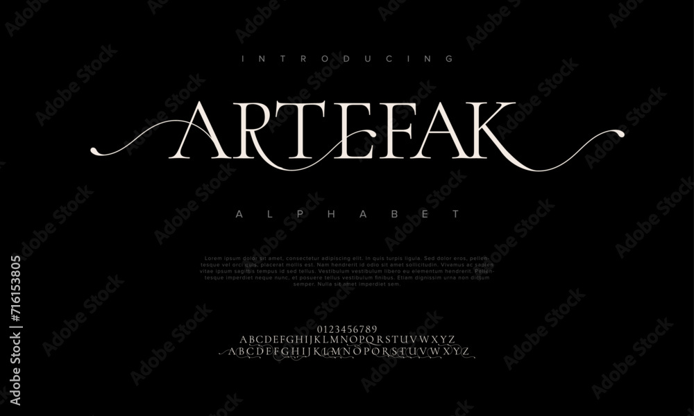 Artefak premium luxury elegant alphabet letters and numbers. Elegant ...