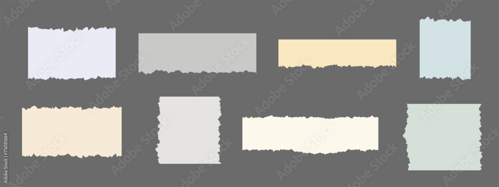 Torn paper scrap with ragged edges set. Ripped template. Piece of ...