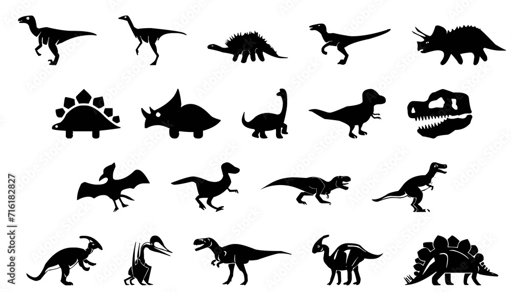 dinosaur icon set PNG transparent Stock Illustration | Adobe Stock