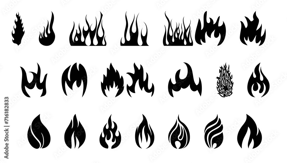 fire flames set icon PNG transparent Stock Illustration | Adobe Stock