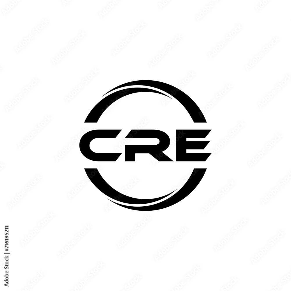 CRE letter logo design with white background in illustrator, cube logo ...