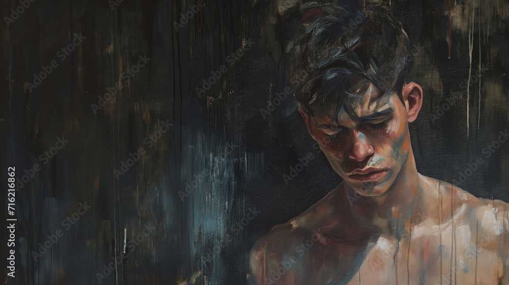 Muscular male physics, body builder background, space for writing ...