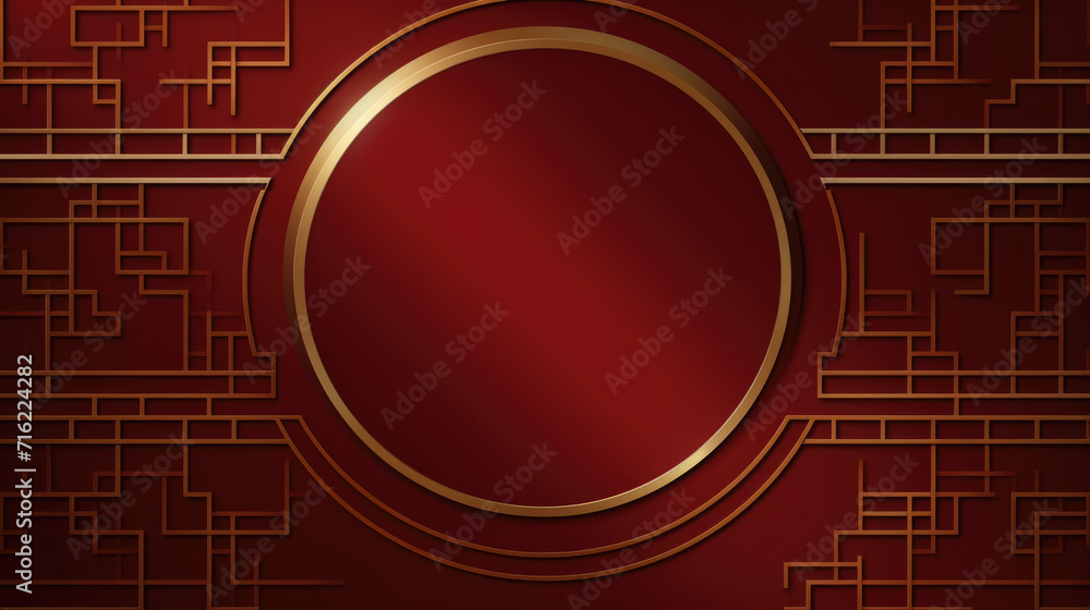 Vibrant red and gold background featuring decorative gold oval frame ...