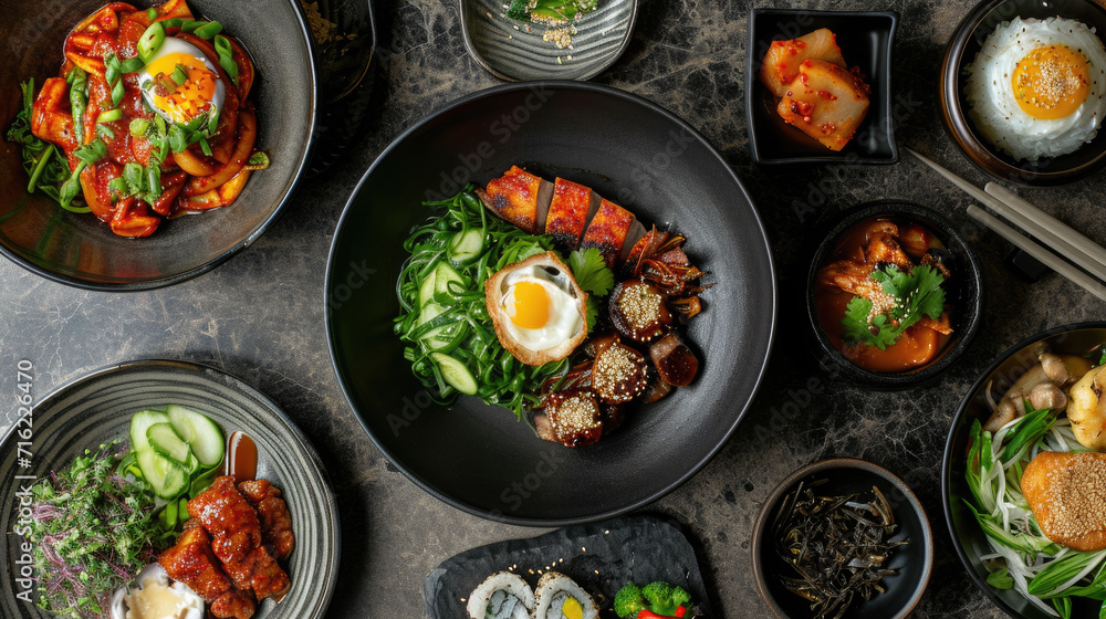 Table adorned with assortment of food bowls. Perfect for showing ...