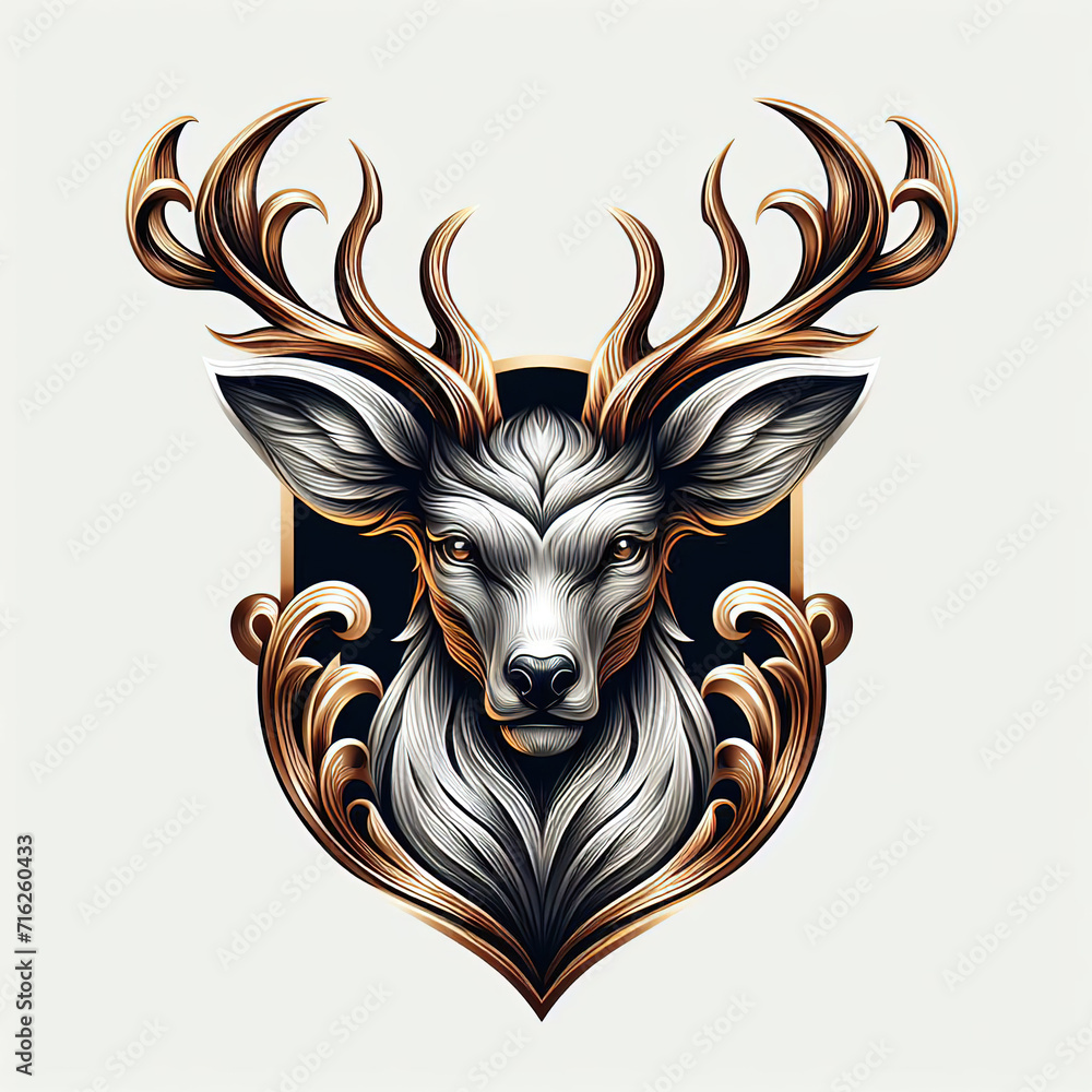 Gilded Wilderness: The Intricate Charm of Gold Deer Symbols Stock ...
