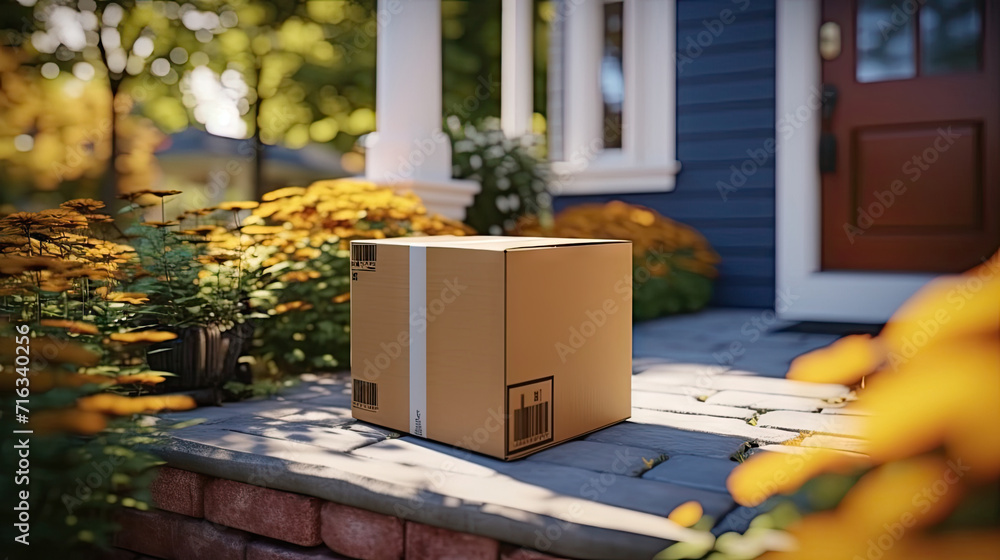 Online shopping delivery service concept. Cardboard parcel box ...