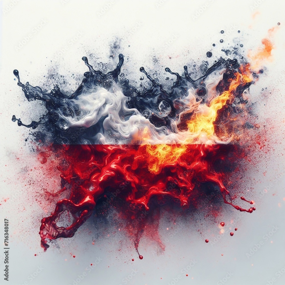 Poland flag what Splash of water and flame. AI generated illustration ...
