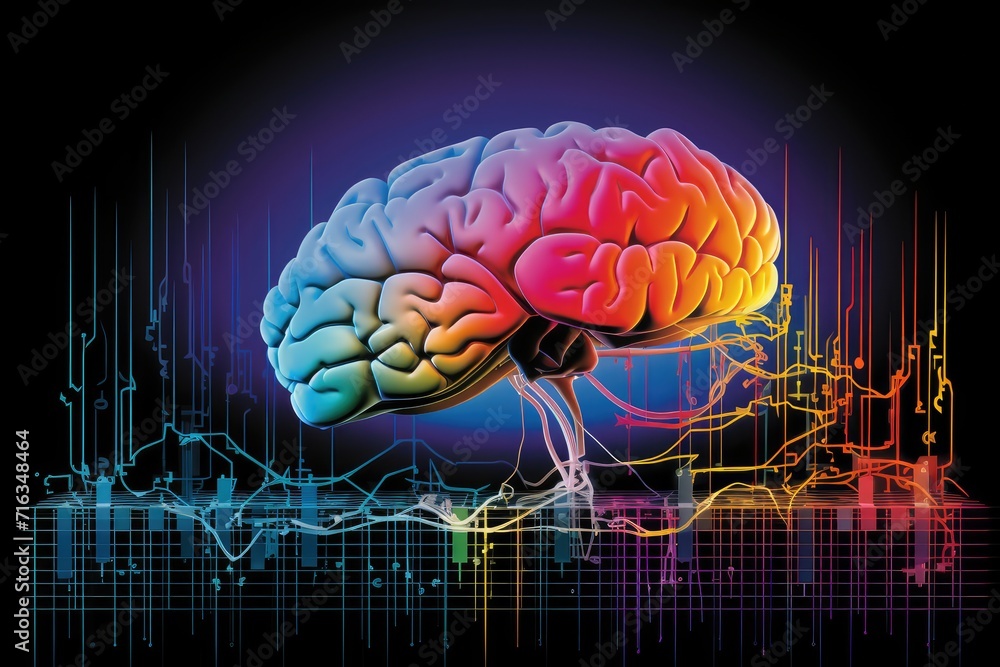 3d illustration of brain render, Neurotransmitters in the CNS and PNS ...