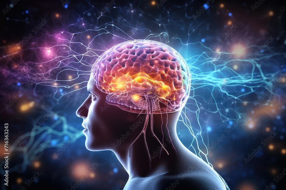 Stock-Illustration „Neuronal network creativity, head surgery ...